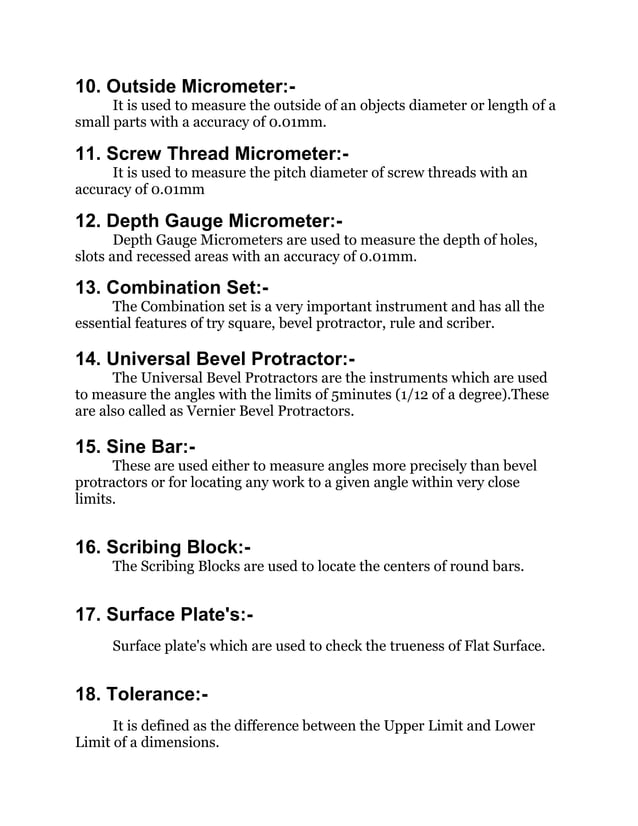 Mechanical Engineering Measuring Instruments & Gauges Measuring ...