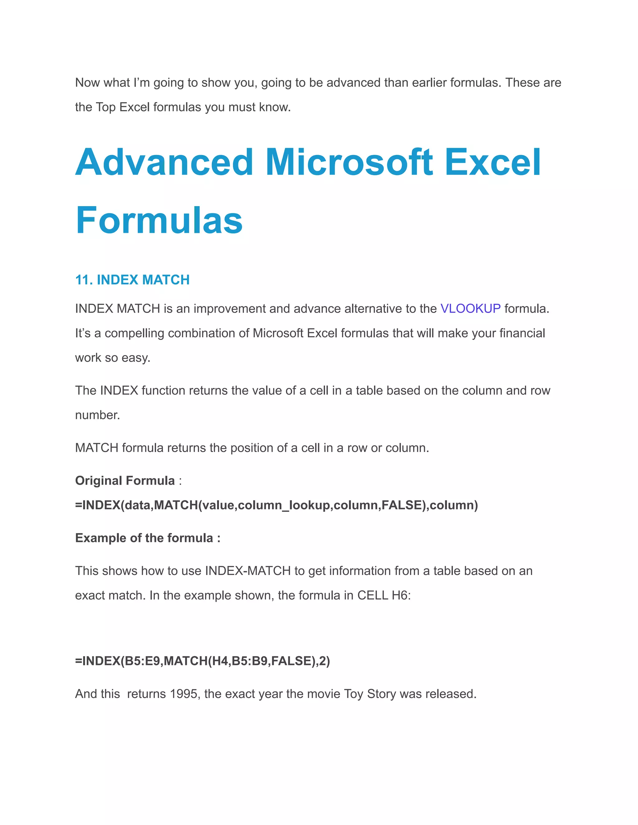 Top 20 microsoft excel formulas you must know | PDF