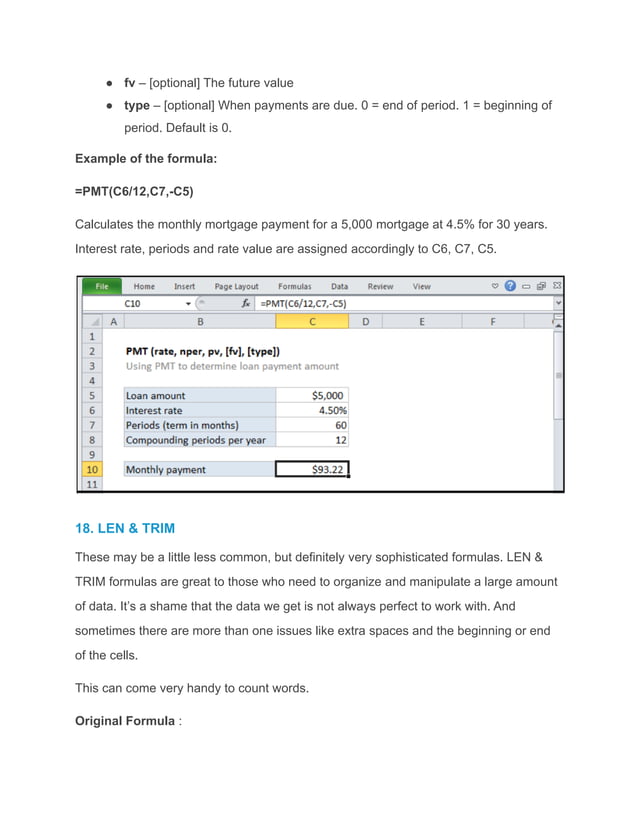Top 20 microsoft excel formulas you must know | PDF