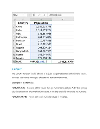 Top 20 microsoft excel formulas you must know | PDF