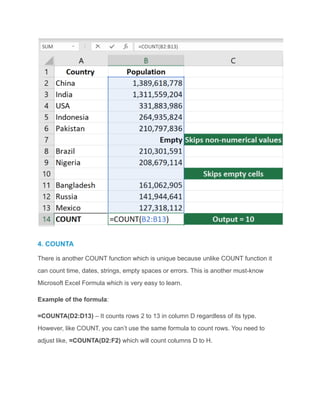 Top 20 microsoft excel formulas you must know | PDF