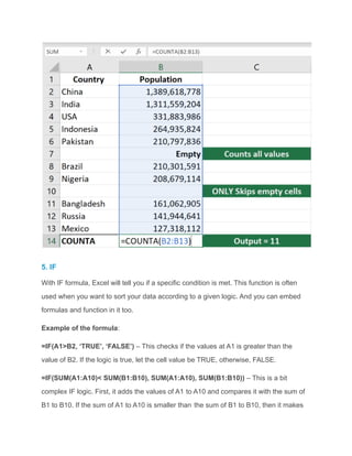 Top 20 microsoft excel formulas you must know | PDF