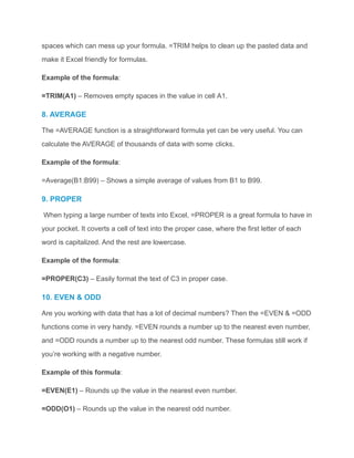 Top 20 microsoft excel formulas you must know | PDF