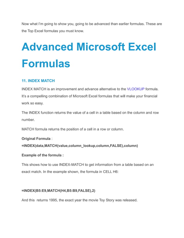 Top 20 microsoft excel formulas you must know | PDF