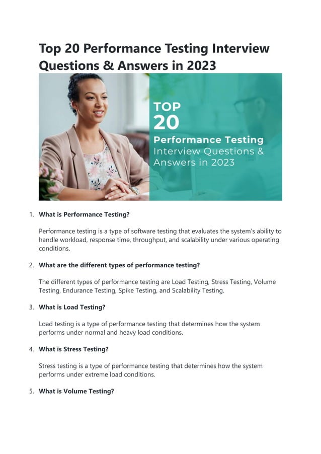 Top 20 Performance Testing Interview Questionspdf Operating Systems Computer Software And
