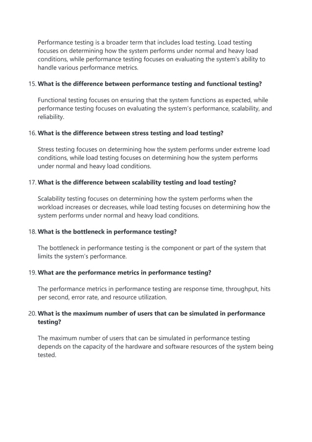 Top 20 Performance Testing Interview Questionspdf Operating Systems