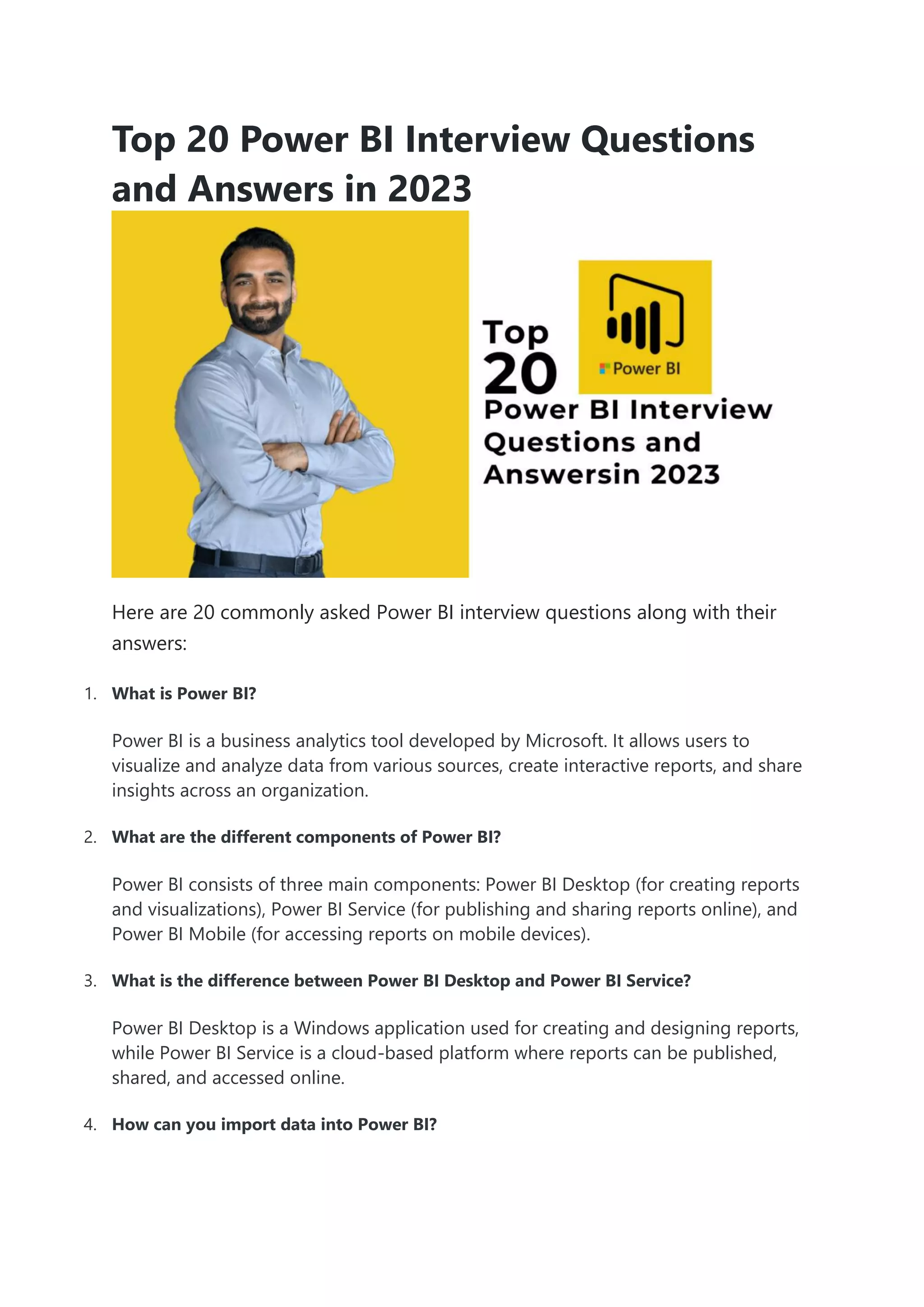 Top 20 Power BI Interview Questions and Answers in 2023.pdf | Databases ...