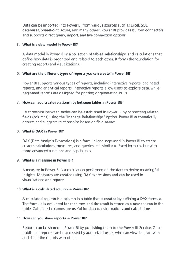 Top 20 Power BI Interview Questions and Answers in 2023.pdf | Databases | Computer Software and ...