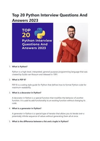 Top 20 Python Interview Questions And Answers 2023.pdf
