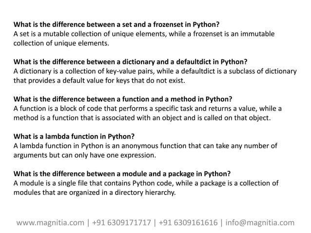 Top 20 Python Interview Questions And Answers 2023.pptx | Programming Languages | Computing