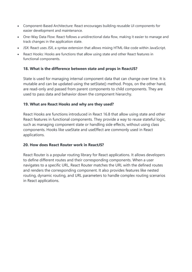 Top 20 Reactjs Interview Questions And Answers In 2023 Pdf