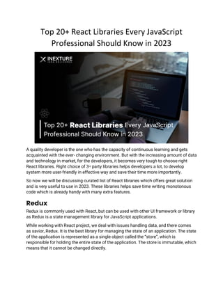 Top 20+ React Libraries Every JavaScript Professional Should Know in ...