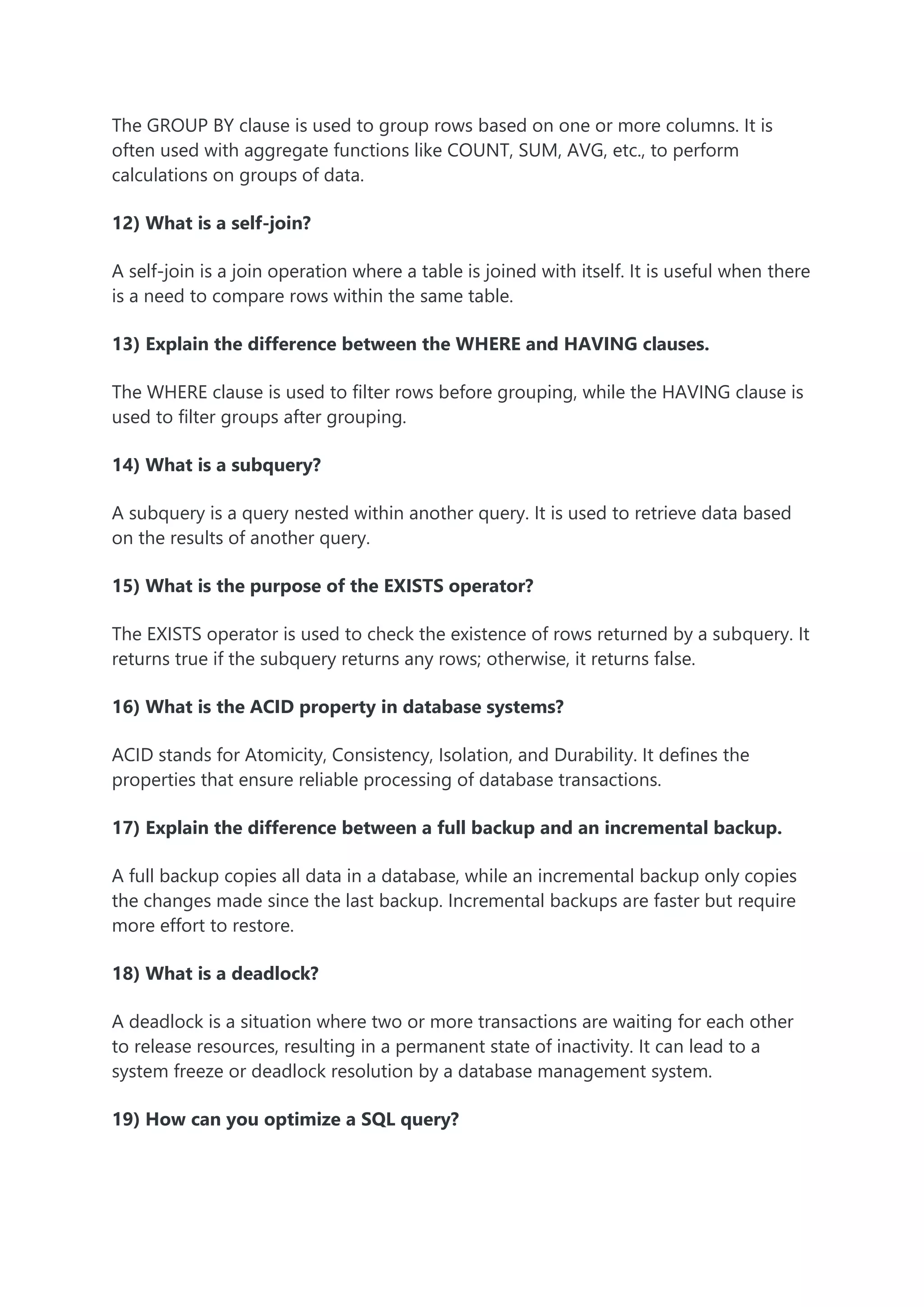 Top 20 SQL interview questions.pdf | Databases | Computer Software and Applications