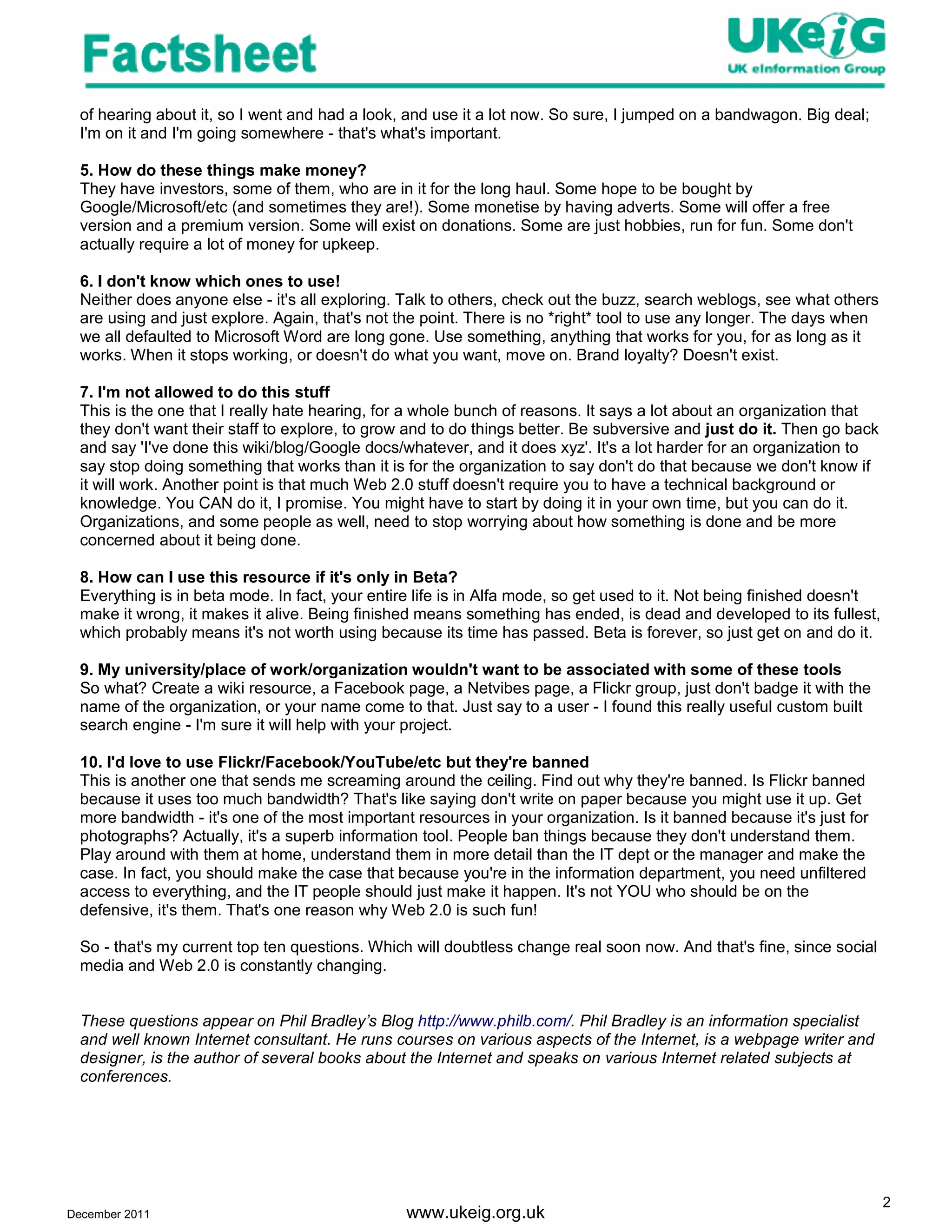 Top 20 questions about web 2.0 for everyone | PDF