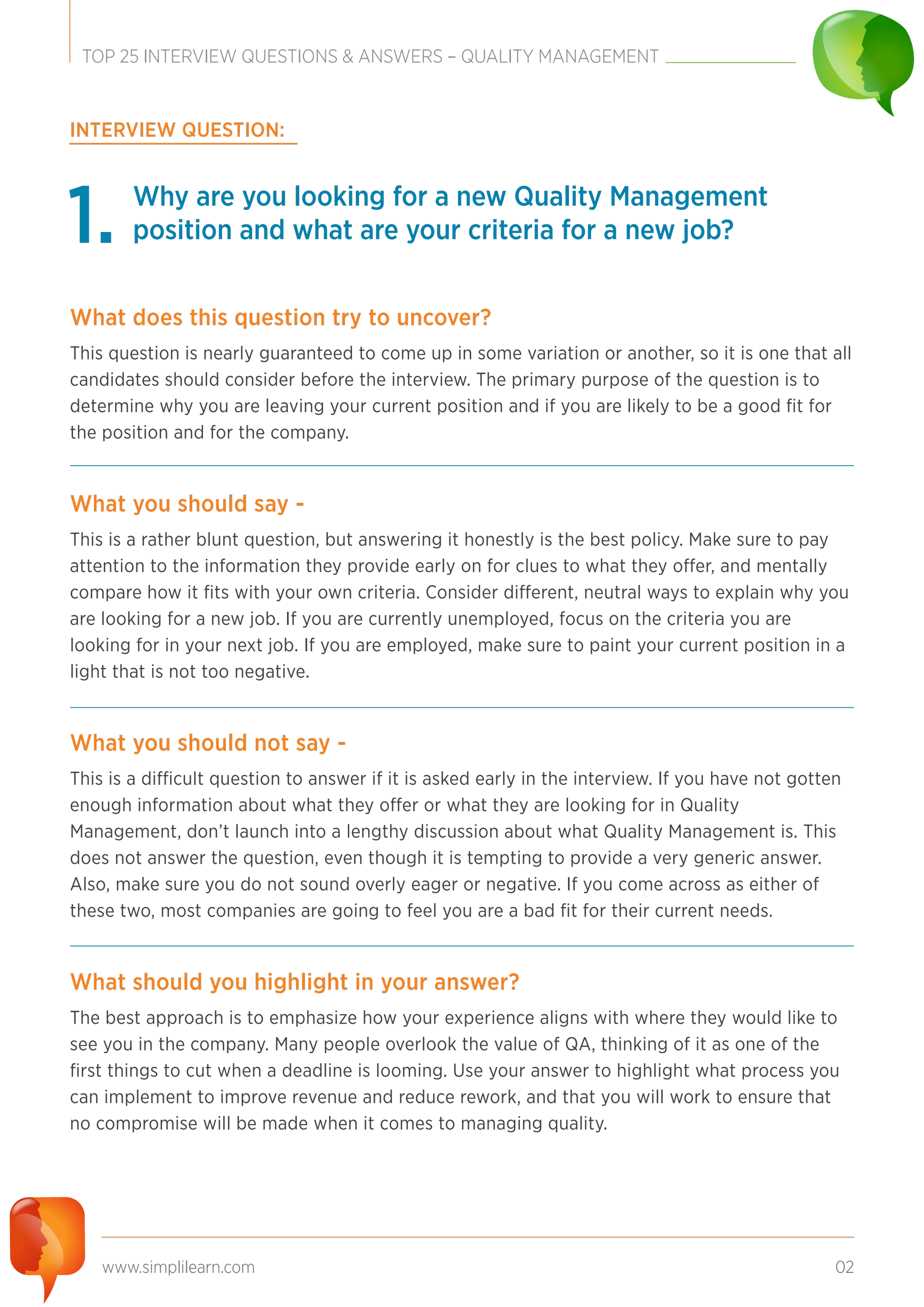 Top 25 interview questions quality management | PDF | Resume Writing ...