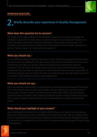 Top 25 interview questions quality management | PDF
