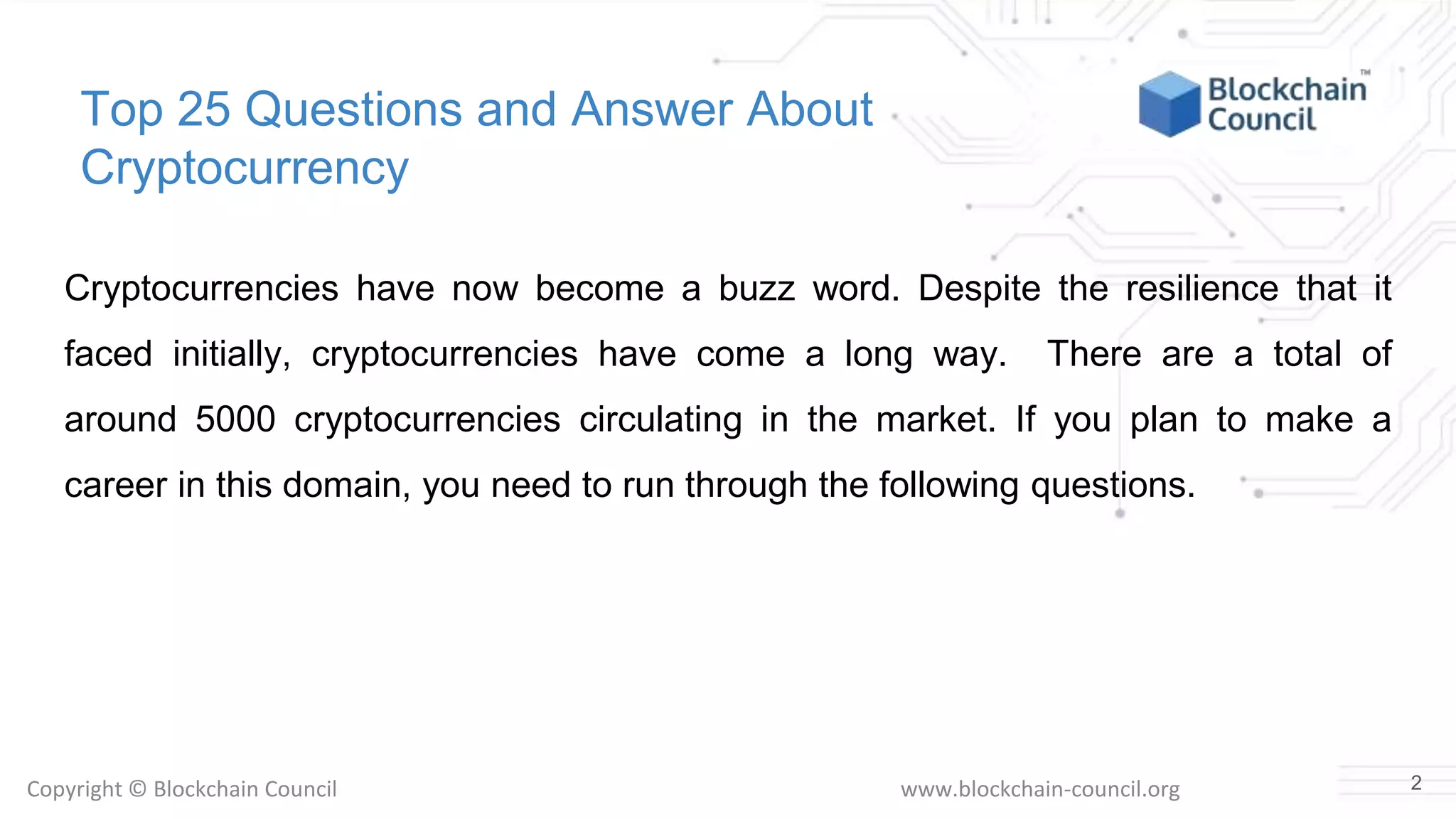 Top 25 Questions And Answer About Cryptocurrency | PPT
