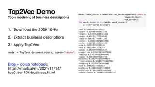 A quick demo of Top2Vec With application on 2020 10-K business descriptions | PPT