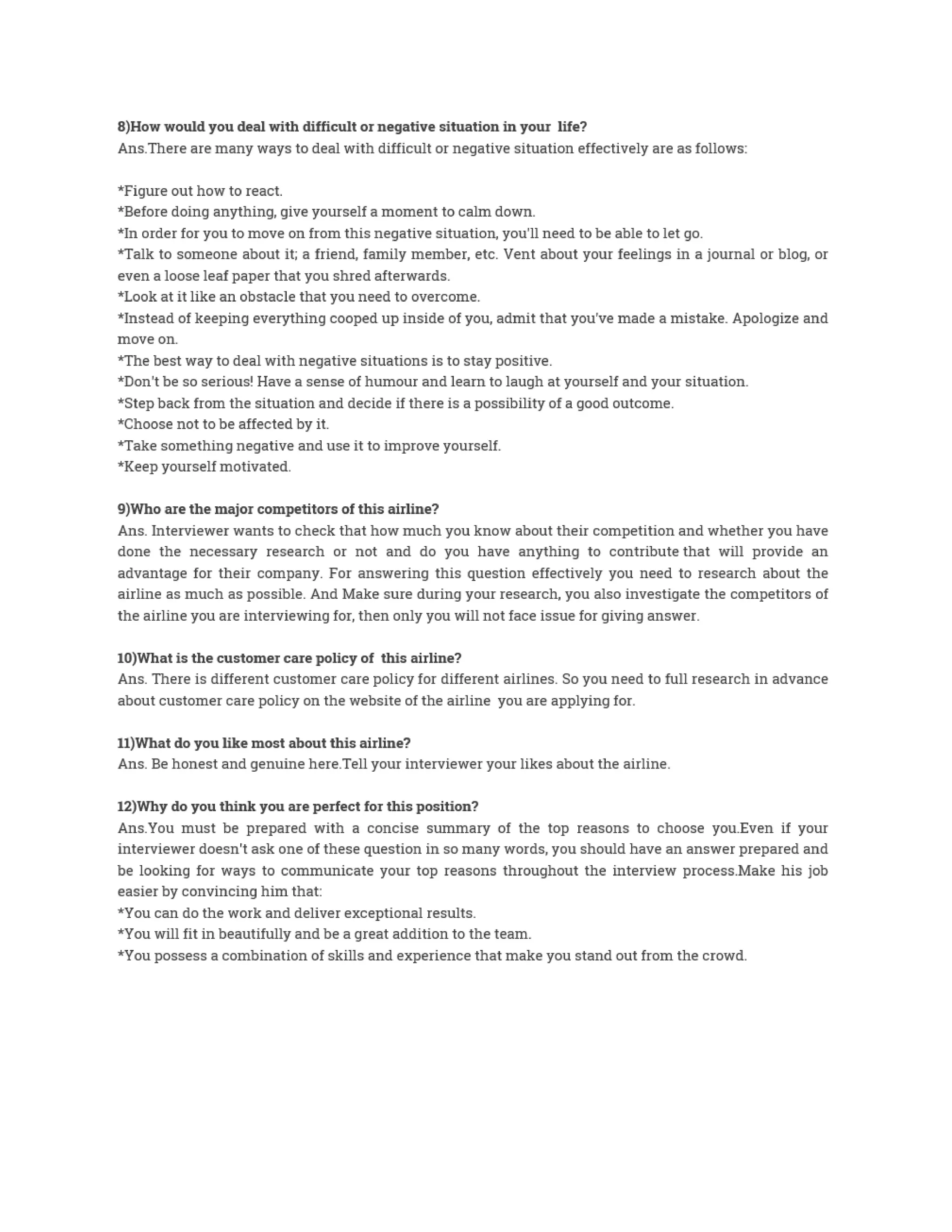 Top 30 cabin crew interview questions | PDF