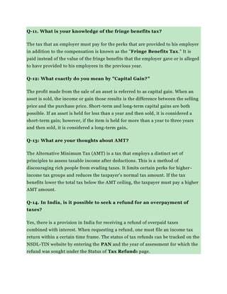 Get Income Tax Interview Question Answer | Academy Tax4wealth | PDF