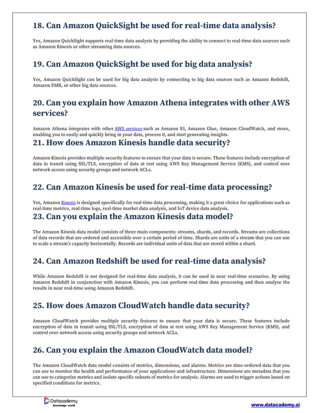 Top 30+ Latest AWS Certification Interview Questions on AWS BI & Data ...