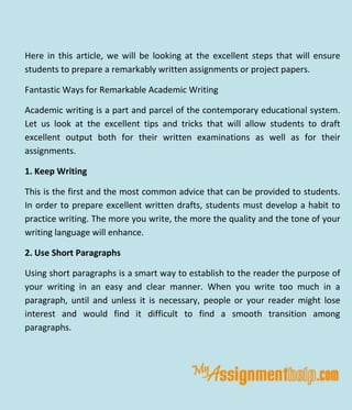 Top 30 ways for making your academic writing remarkable | PDF