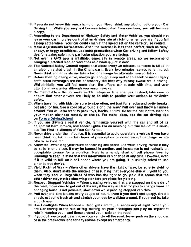 Top 35 car driving safety tips for safe driving | PDF