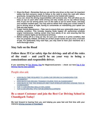 Top 35 car driving safety tips for safe driving | PDF