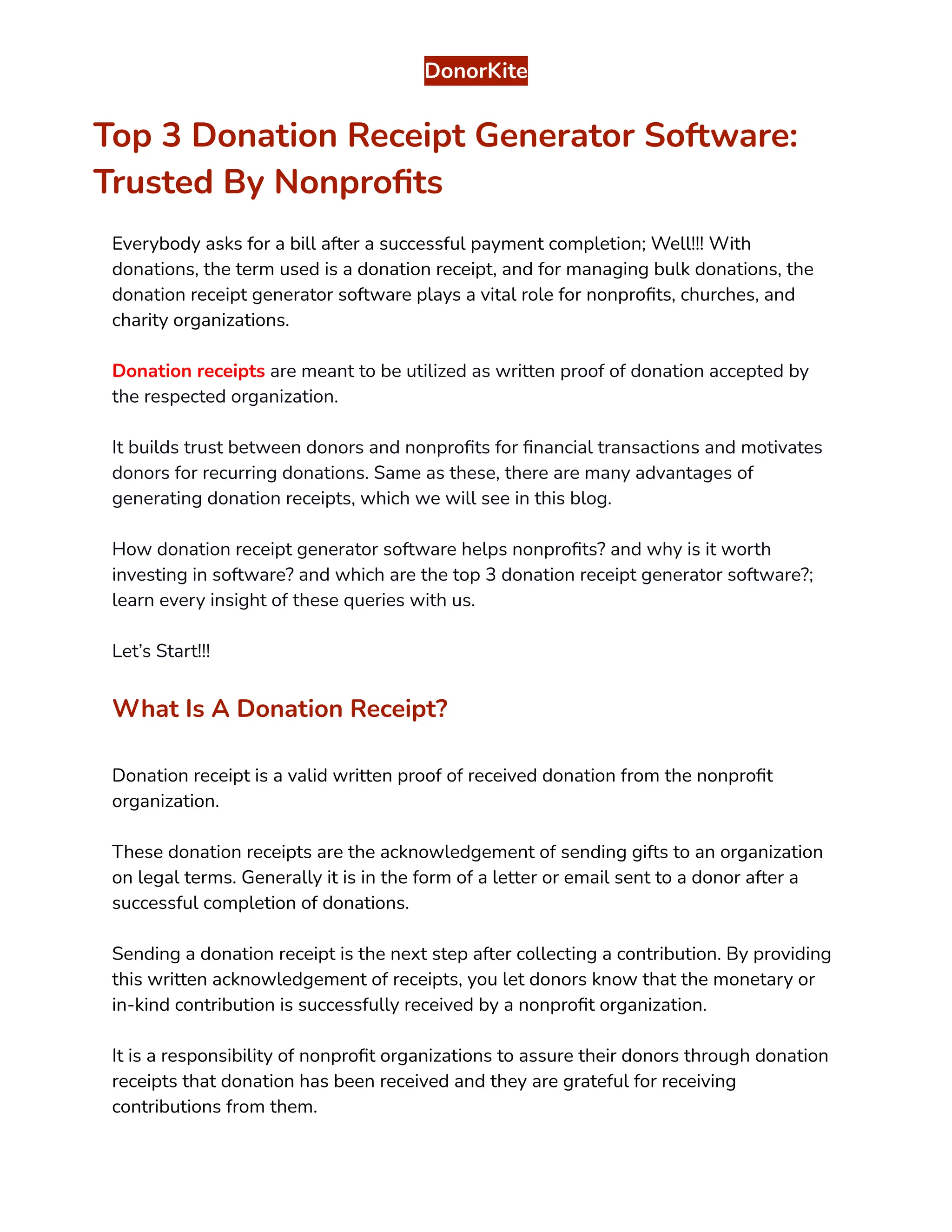 Donation Receipt Generator Software: Top 3 Used By Nonprofits | PDF