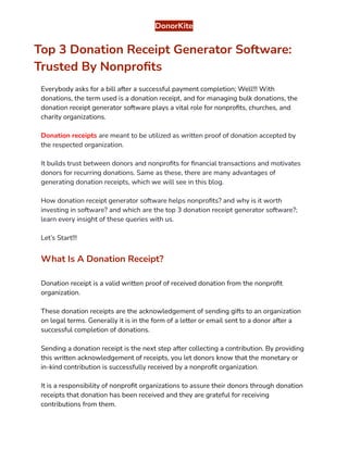 Donation Receipt Generator Software: Top 3 Used By Nonprofits | PDF