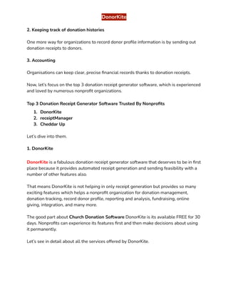 Donation Receipt Generator Software: Top 3 Used By Nonprofits | PDF