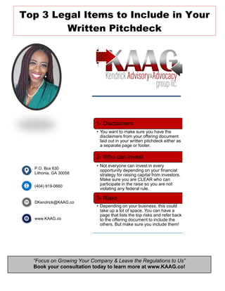 Top 3 Legal Things To Include In Your Written Pitchdeck | PDF