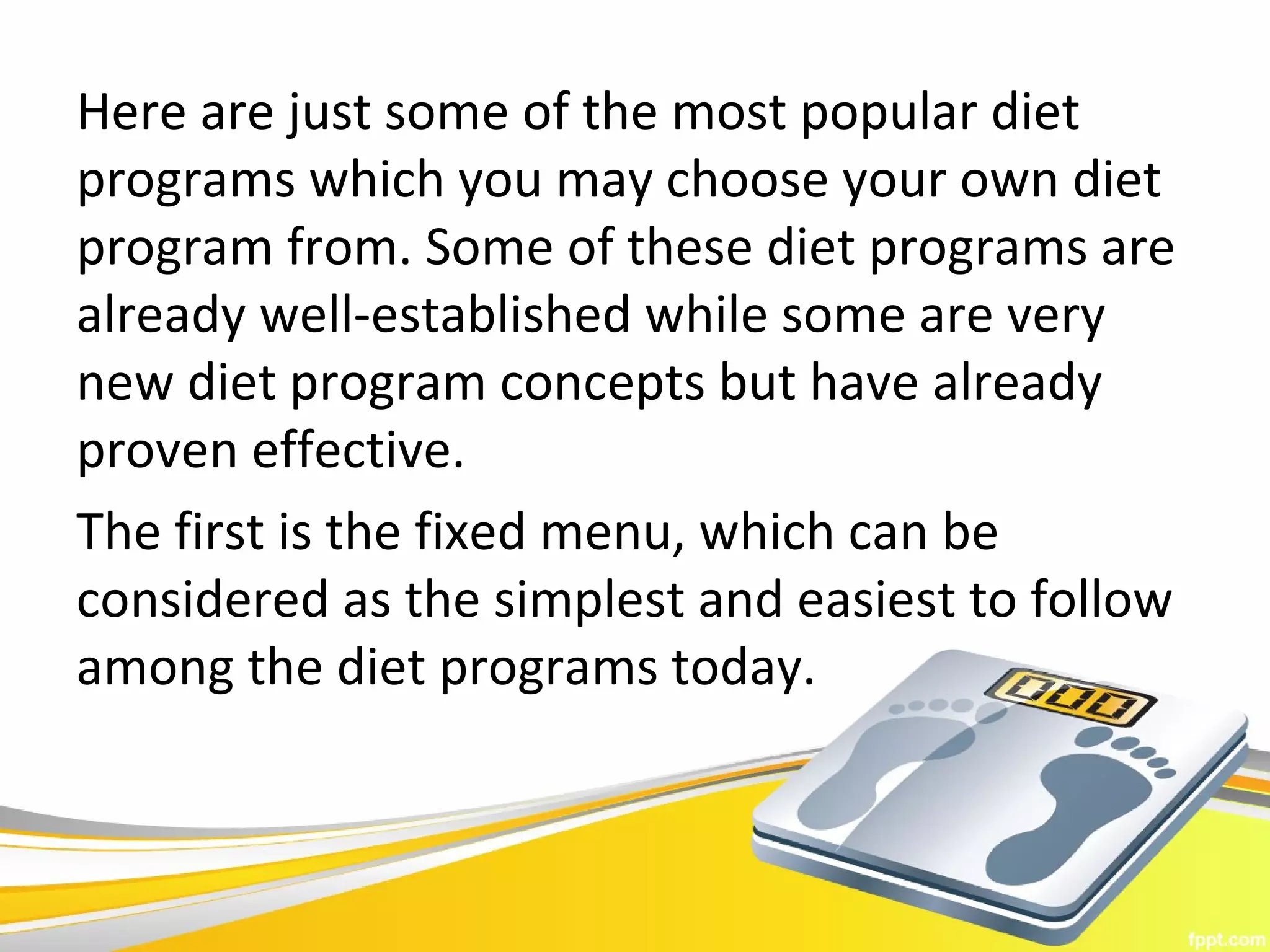 Top 3 popular diet programs | PPT | Weight Loss | Healthy Living