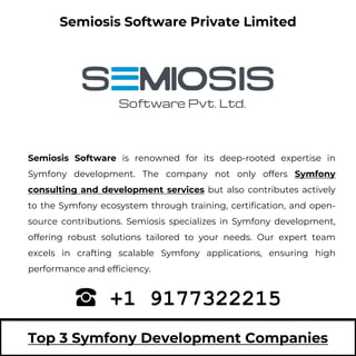 Top 3 Symfony Development Companies - Semiosis Software Private Limited | PDF
