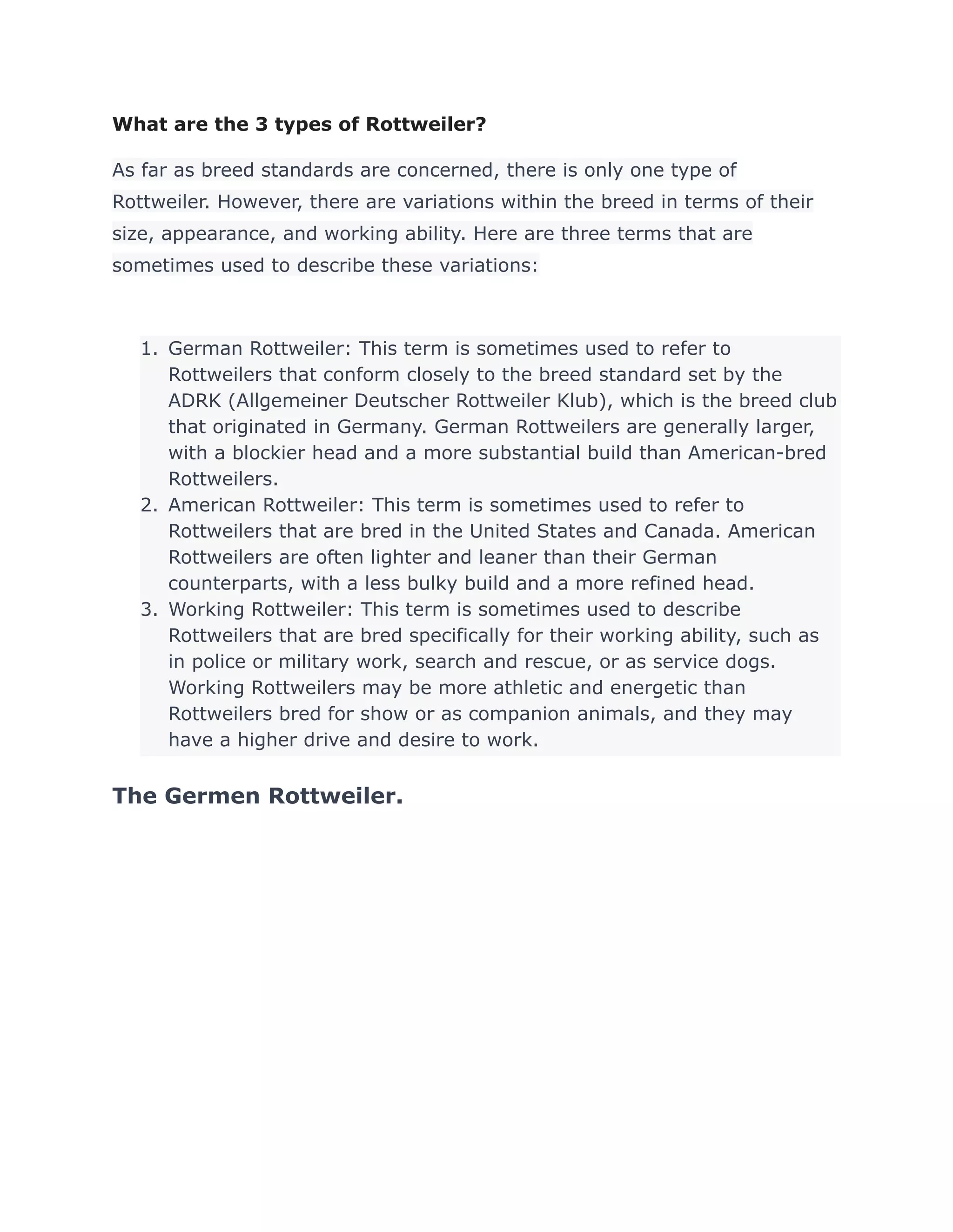 Top 3 types of Rottweiler _ Rottweiler Dog Breed Information and ...