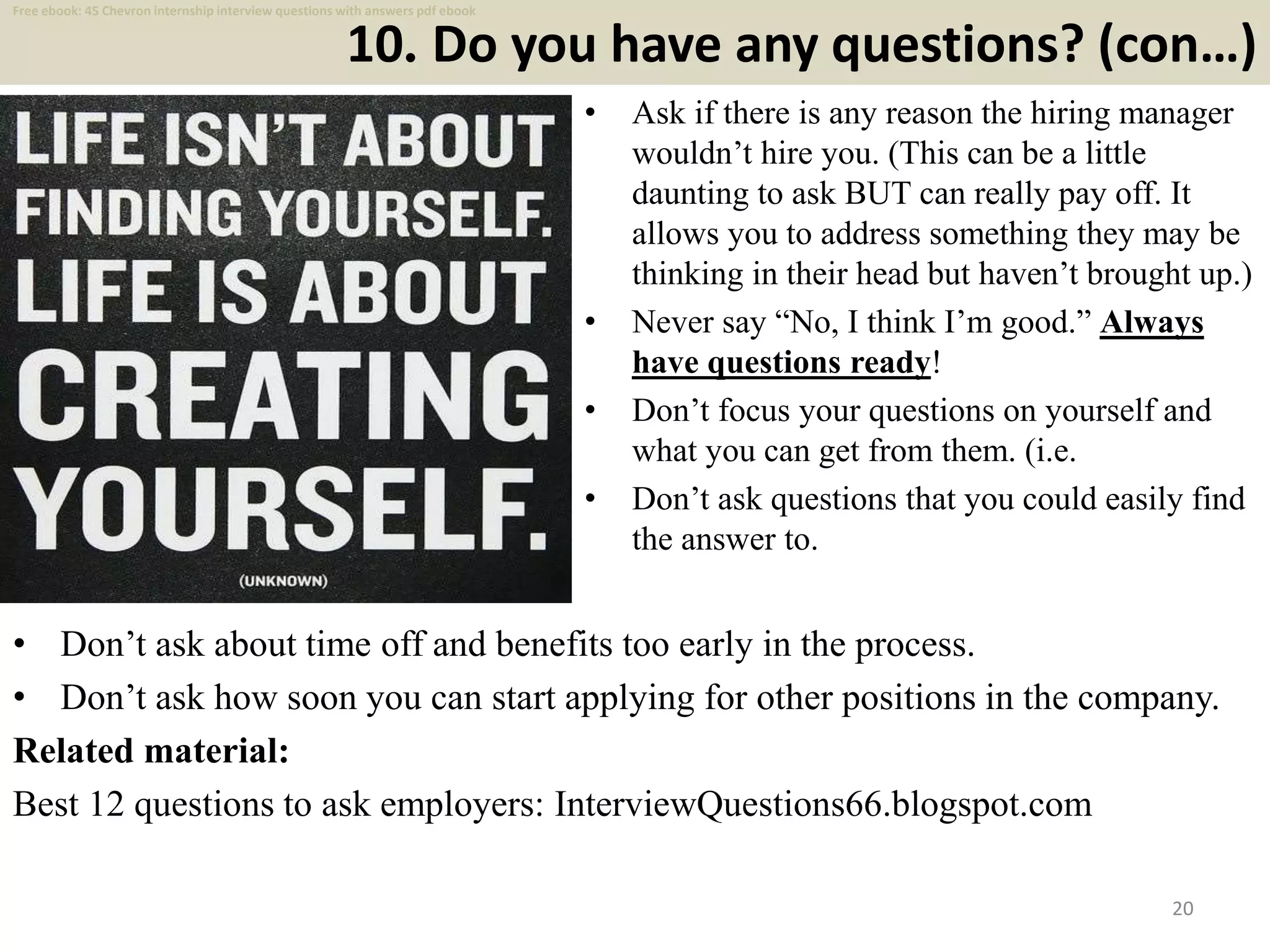 Top 45 chevron internship interview questions and answers pdf | PPTX