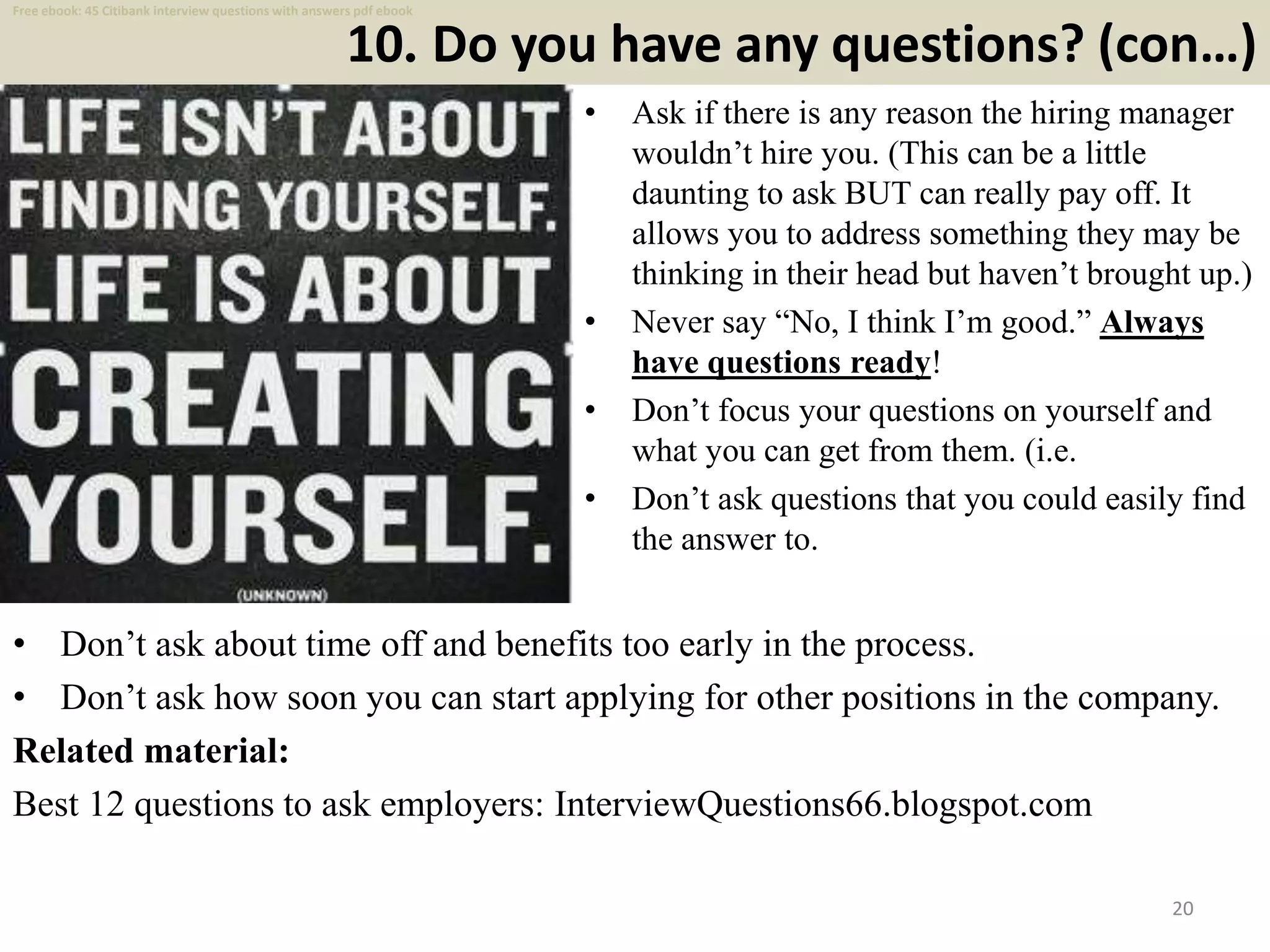 Top 45 citibank interview questions and answers pdf | PPTX