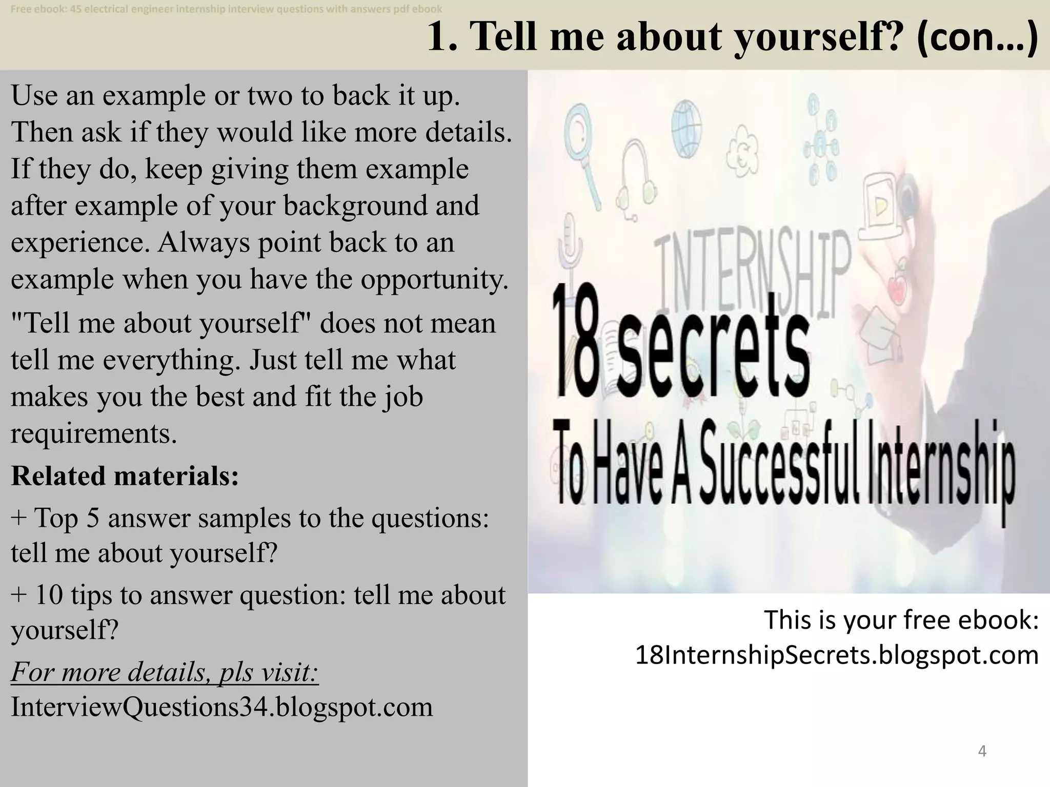 Top 45 electrical engineer internship interview questions and answers ...