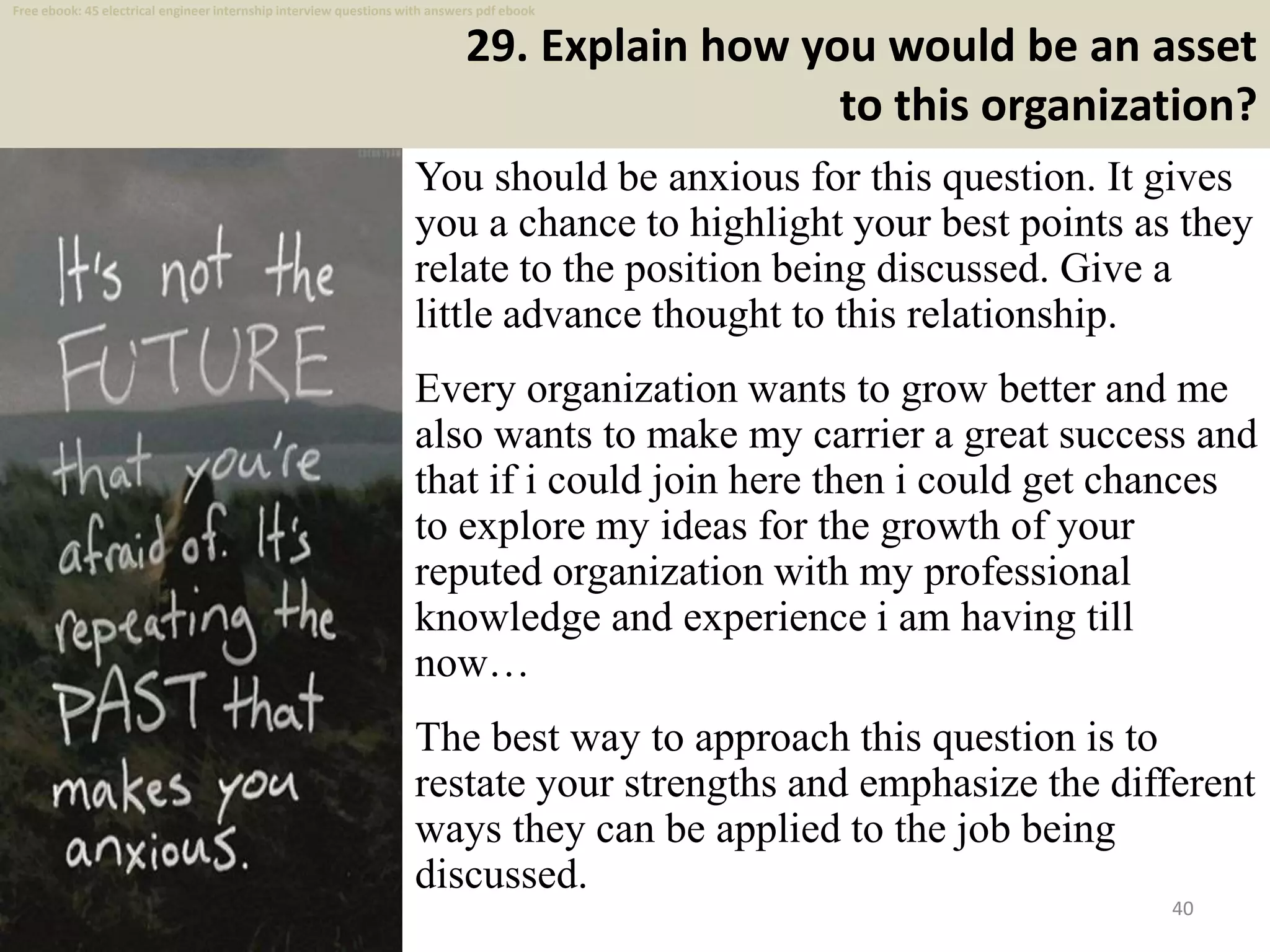 Top 45 electrical engineer internship interview questions and answers ...