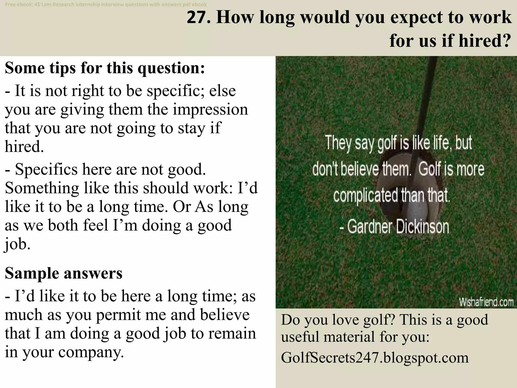 Top 45 lam research internship interview questions and answers pdf | PPTX