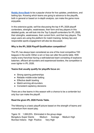 Top 4 Teams Most Likely to Reach IPL 2026 Playoffs – Reddy Anna Book.pdf