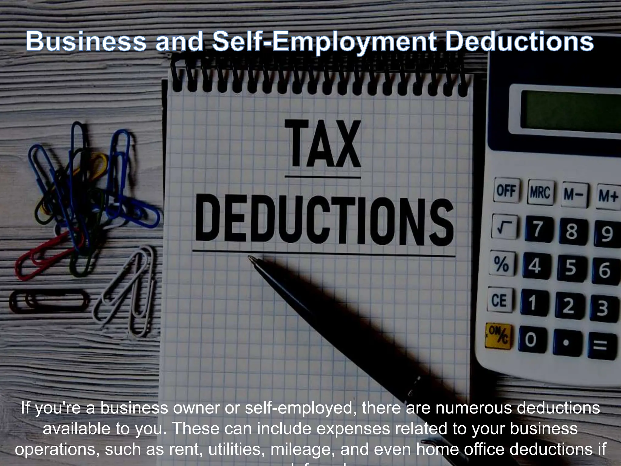 Top 4 Types of Tax Deductions | PPTX