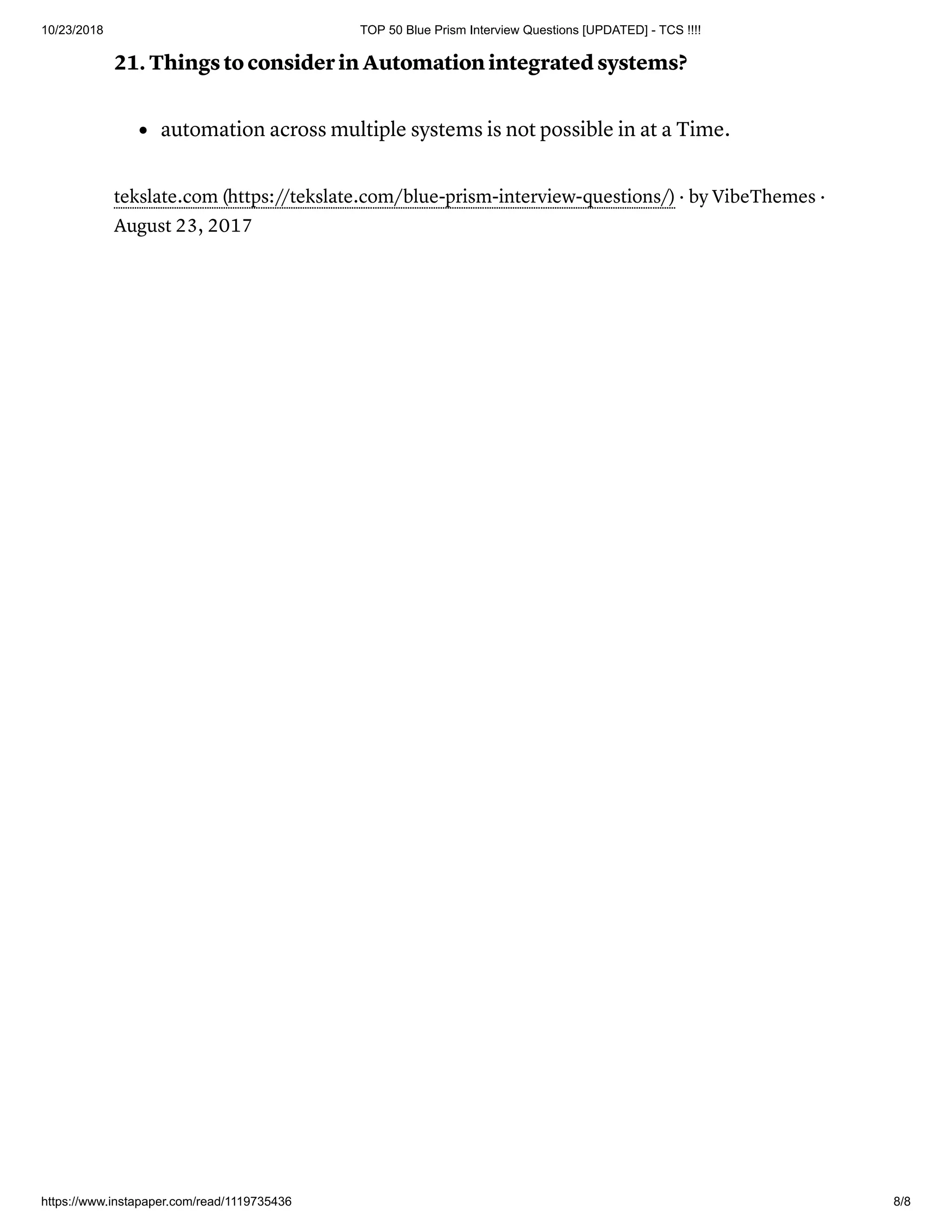 Top 50 blue prism interview questions [updated] tcs !!!! | PDF