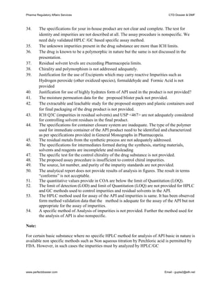 Top 50 deficiencies in CTD Dossier - Pharmaceutical | PDF
