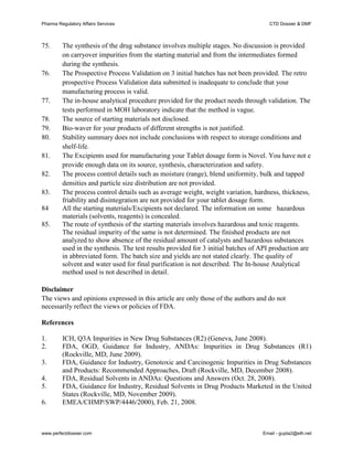 Top 50 deficiencies in CTD Dossier - Pharmaceutical | PDF