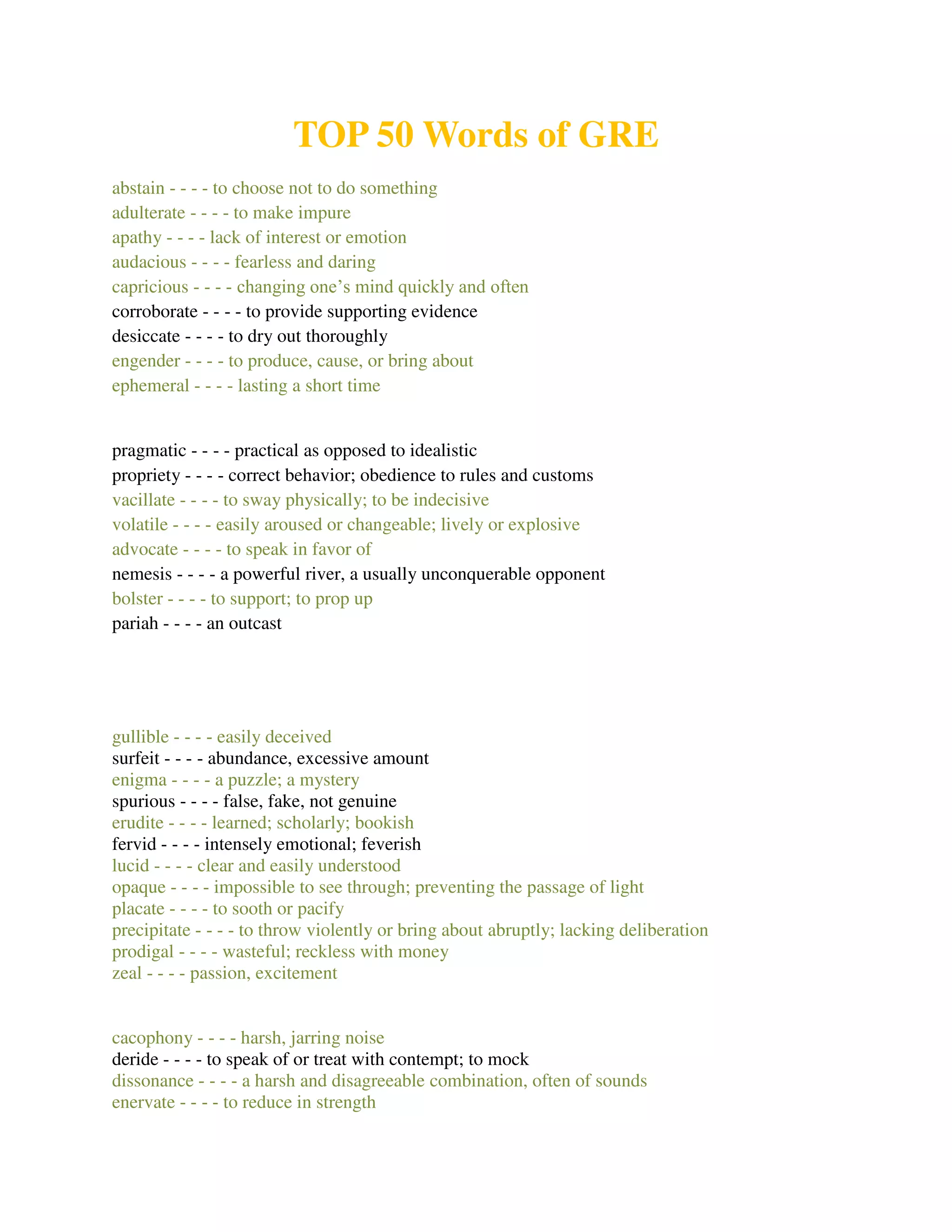 50 gre words | PDF