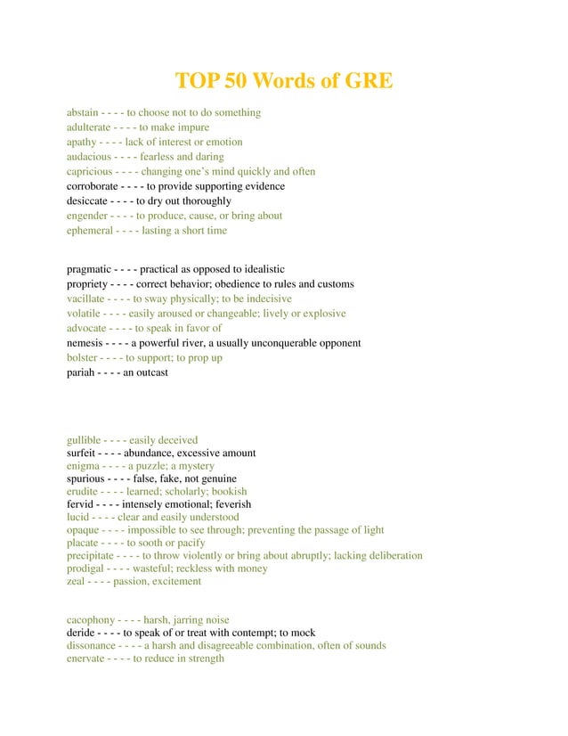 50 gre words | PDF