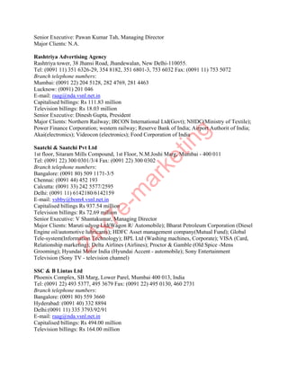 Top 50 Indian Advertising Agencies Contact Details | PDF
