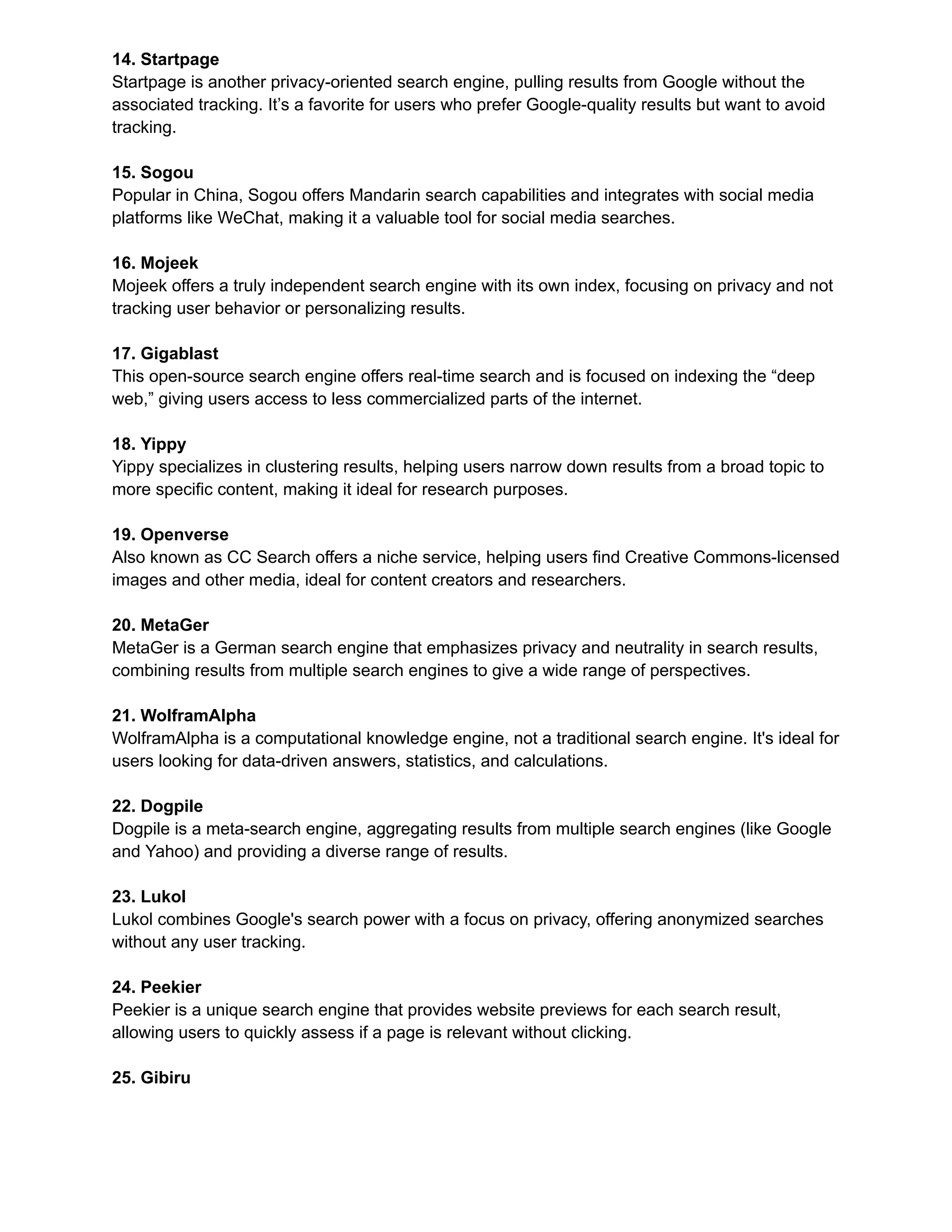 Top 50 Search Engines - Updated List 2024 | PDF