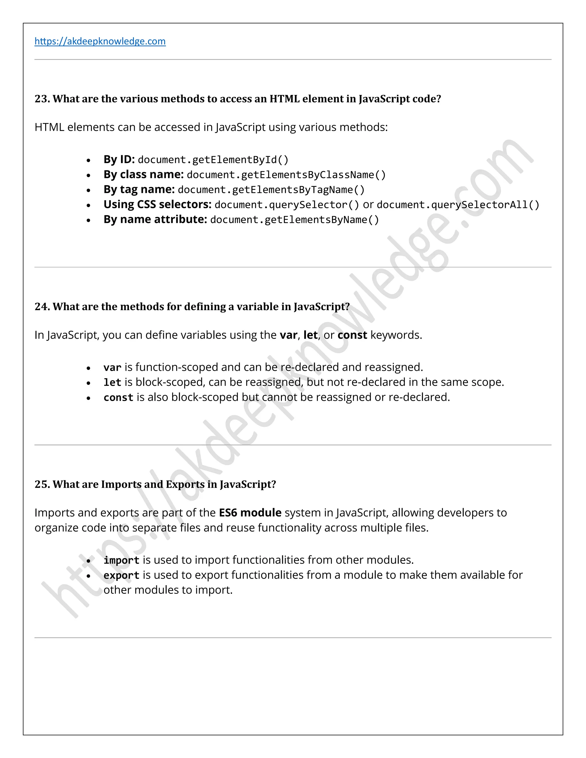 Javascript Interview Questions With Answers Pdf